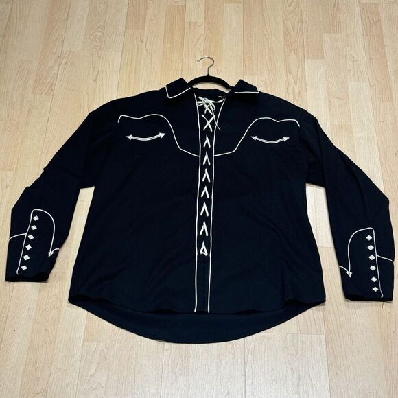 Scully | Shirts | Rare Vtg Scully Pearlsnap Western Shirt Black Leather ...